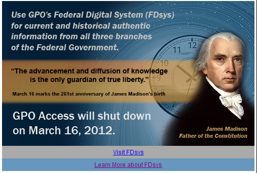 Goodbye GPO Access, Hello FDsys | Government Book Talk